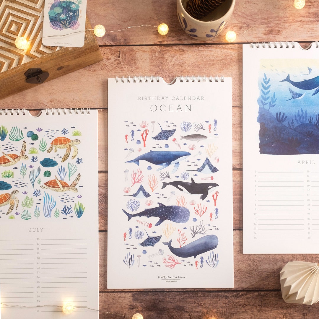 Perpetual Calendar for Sea Lovers and Marine Biologists, Ocean-themed ...