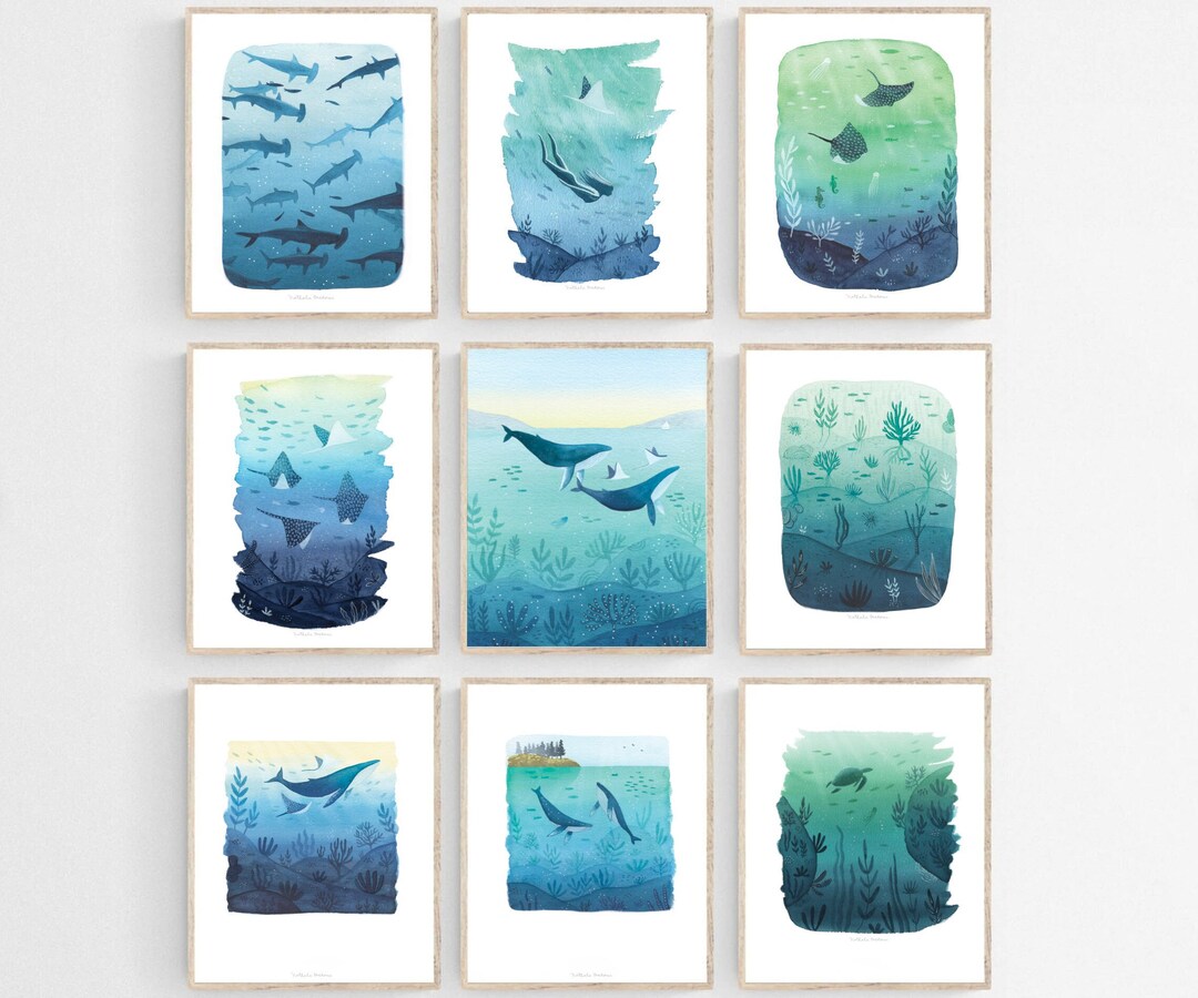 Ocean Wall Art, Ocean Art Print, Ocean Life, Marine Life, Coastal Wall ...