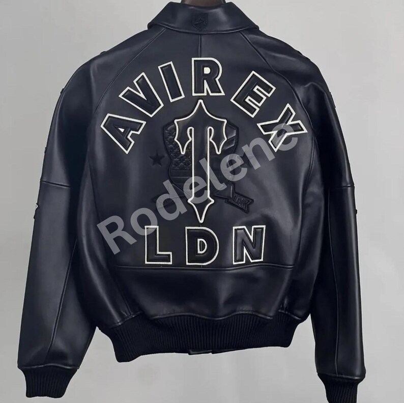 Avirex Trap Star Leather Bomber Jacket: Cowsoft American Flight Style ...