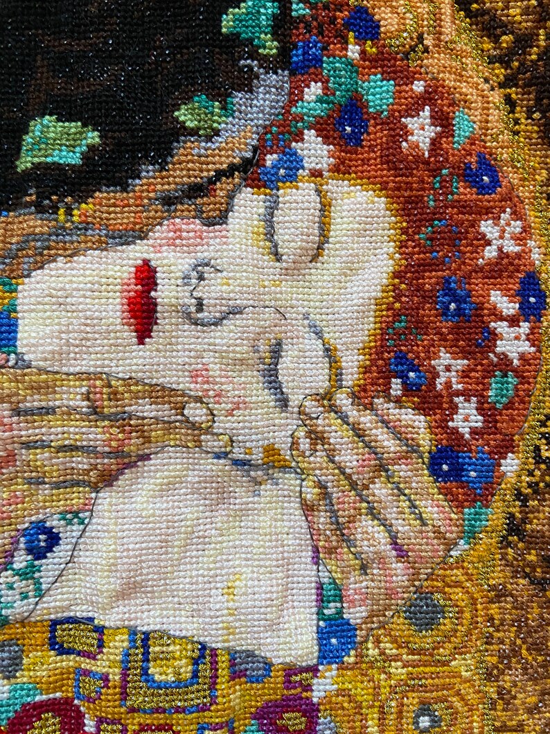 Gustav Klimt the Kiss Embroidery Cross Stitch Tapestry Handmade ...