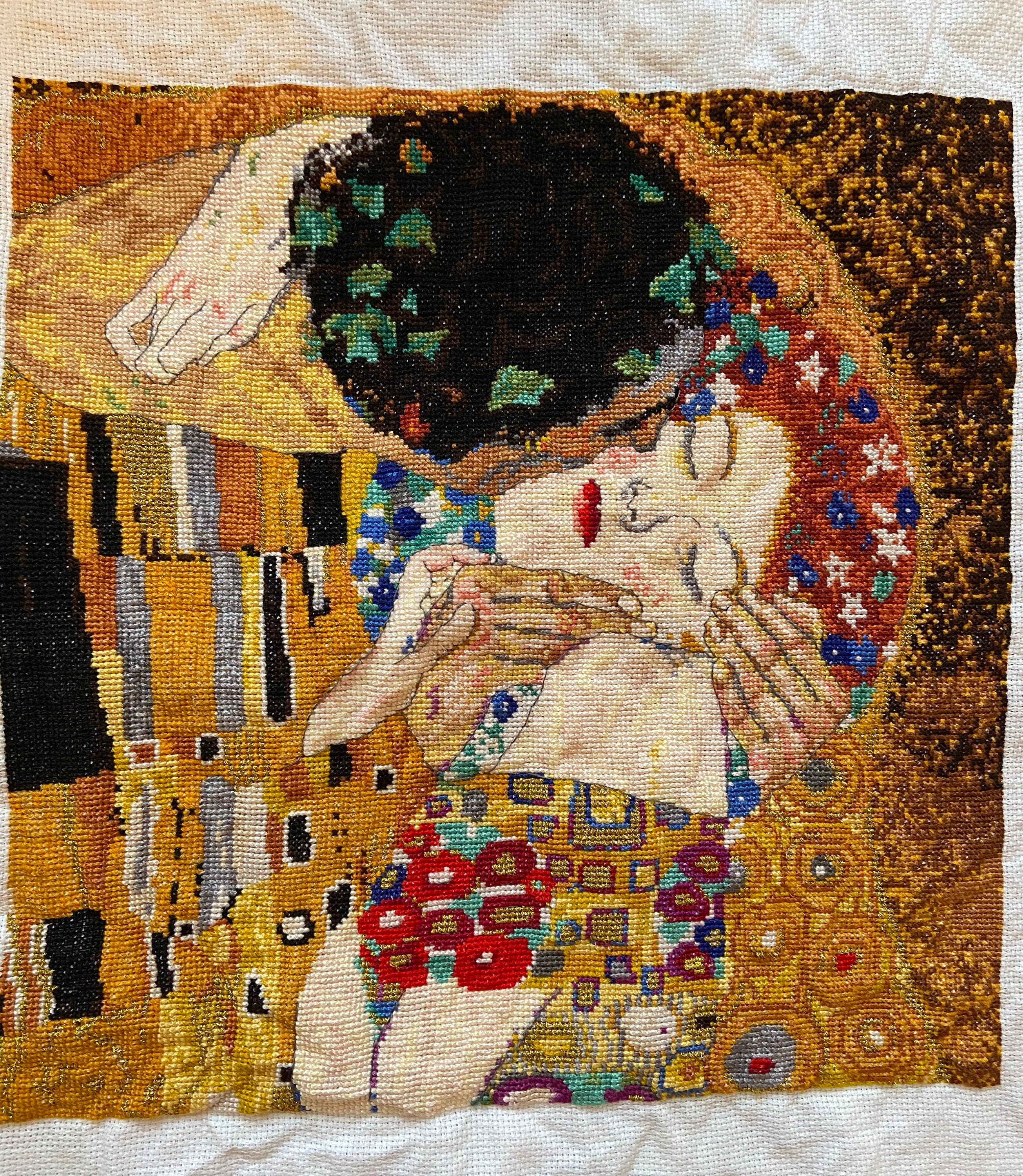 Gustav Klimt the Kiss Embroidery Cross Stitch Tapestry - Etsy UK