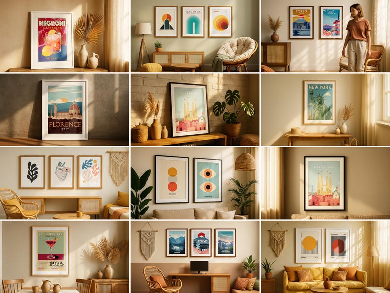 100 Frame Mockup Bundle PSD: Boho Style Interior Wall Art Display - Etsy