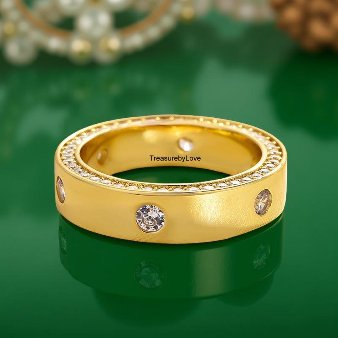 Flush Setting 2.50 MM Round Cut Lab Grown Diamond Wedding Band, 18k ...