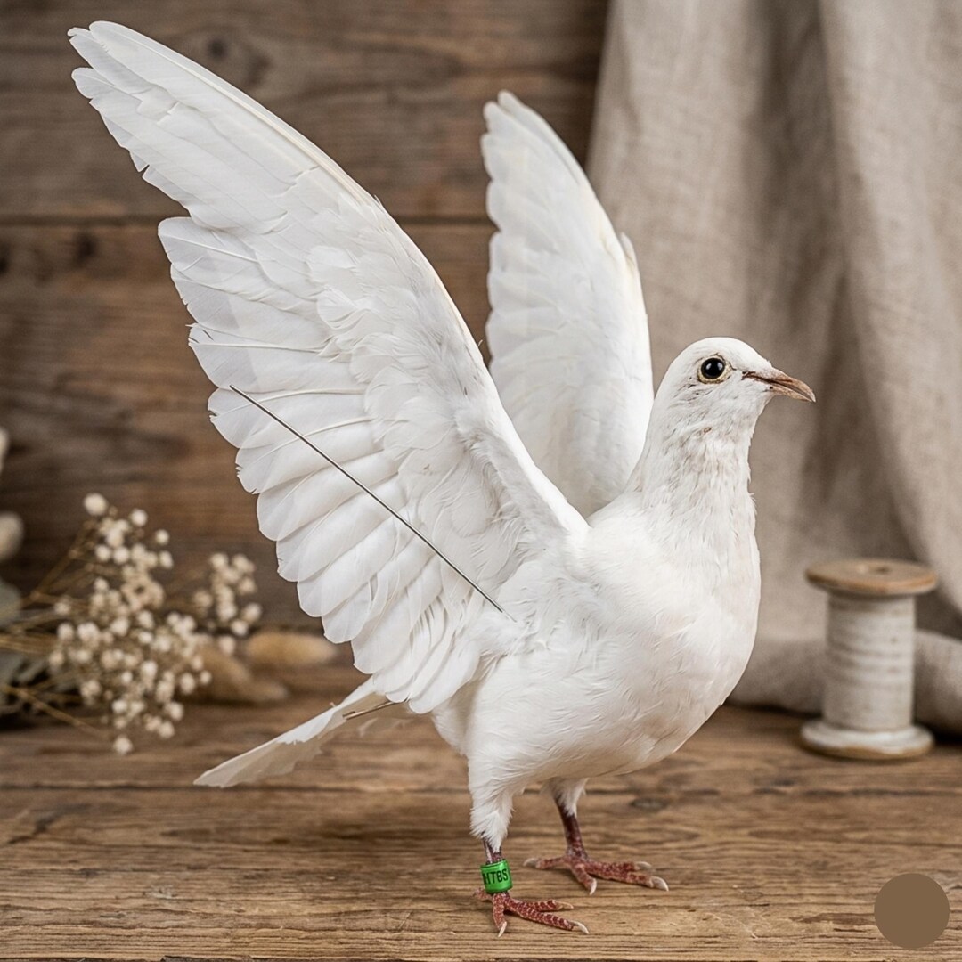 White Pigeon Taxidermy, Real Columba Specimen for Science & Elegant ...