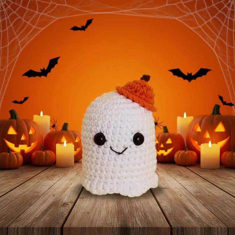 Crochet Ghost Pattern PDF: Amigurumi Halloween Decor With Pumpkin Hat ...