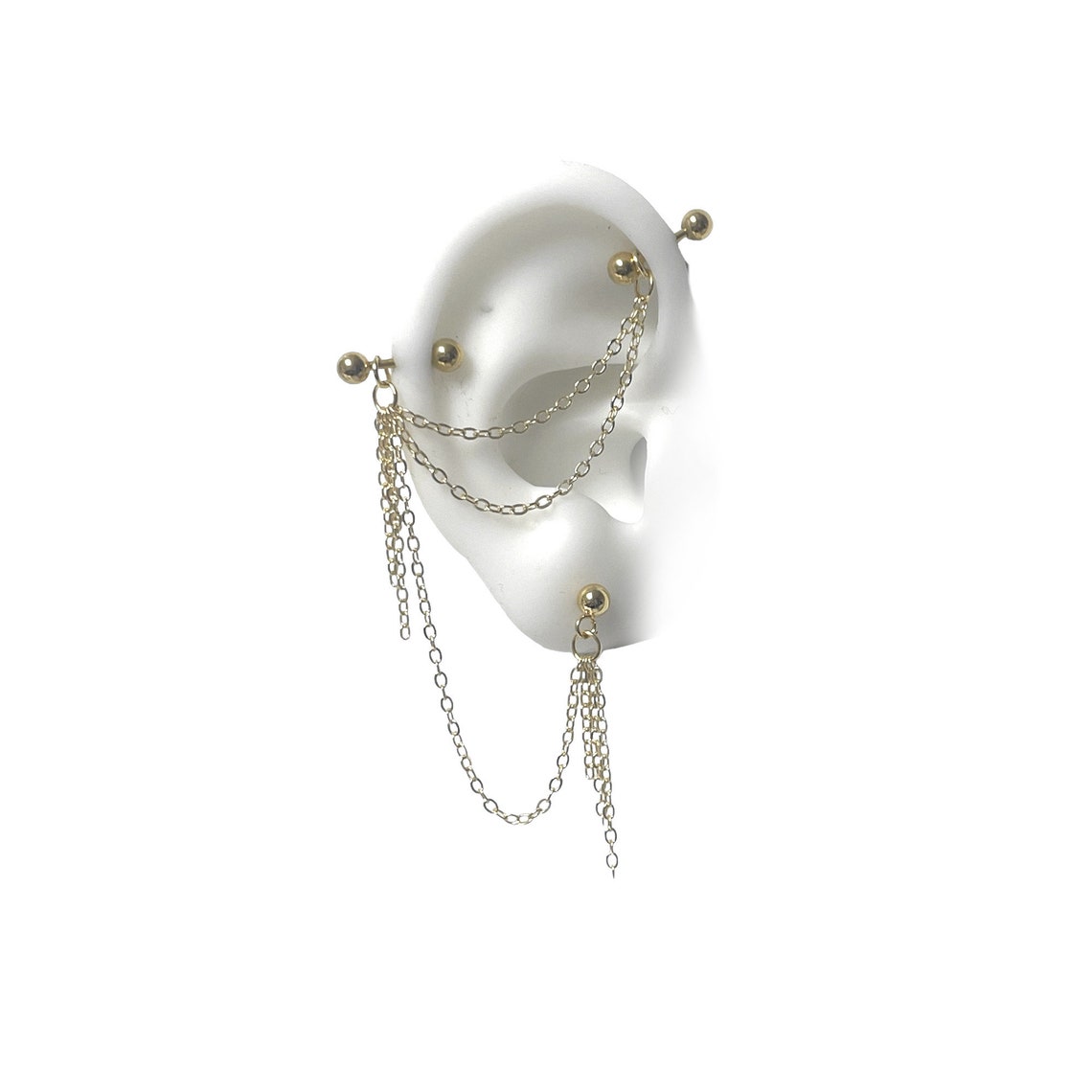 Industrial Piercing Jewelry With Chains , Cartilage to Lobe Chain (m83 ...