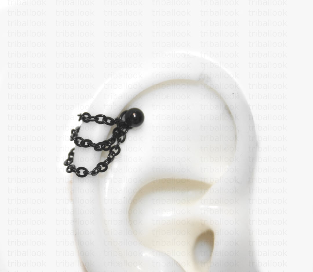 Helix Piercing Jewelry With Black or Gold Tone Triple Chains (12.15.20 ...