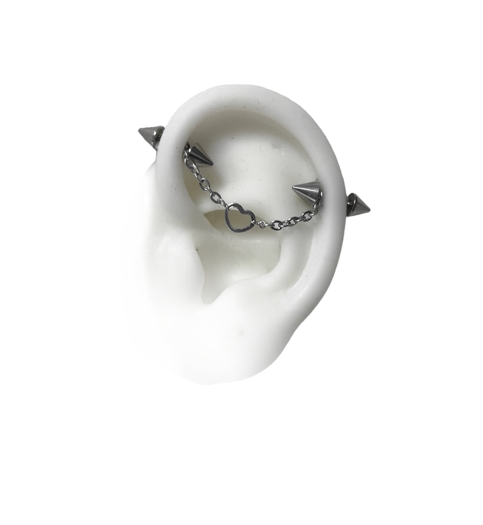 Industrial Piercing Jewelry With Chains and Heart , Spike Ends - Etsy