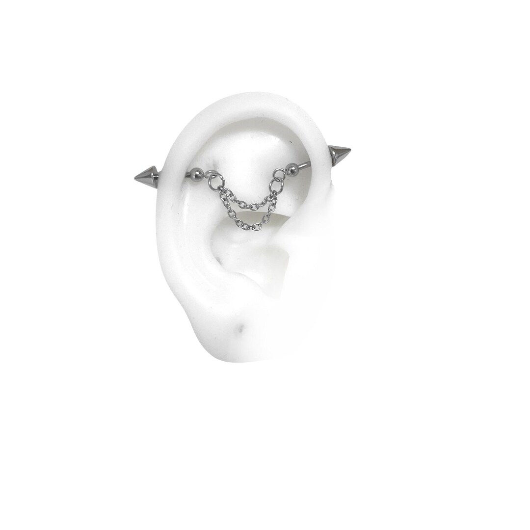 Industrial Piercing Jewelry With Chains and Spike Ends - Etsy