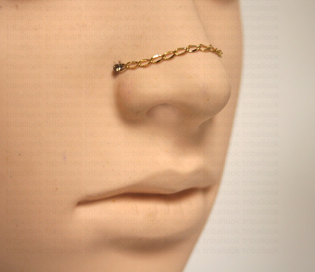 Nasallang, Bogo Nose Chains, Gold Stainless Steel Nose Chain for Double ...