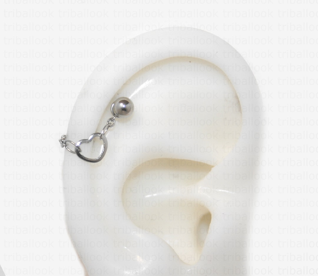 Helix Piercing Jewelry With Chain and Heart - Etsy