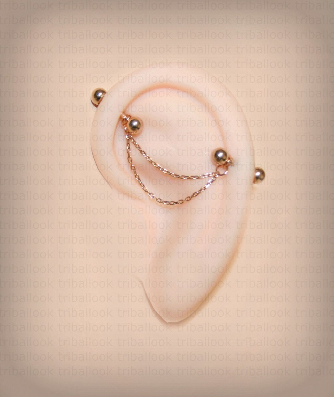 Ear Cartilage Bars With Rose Gold Chains - Etsy