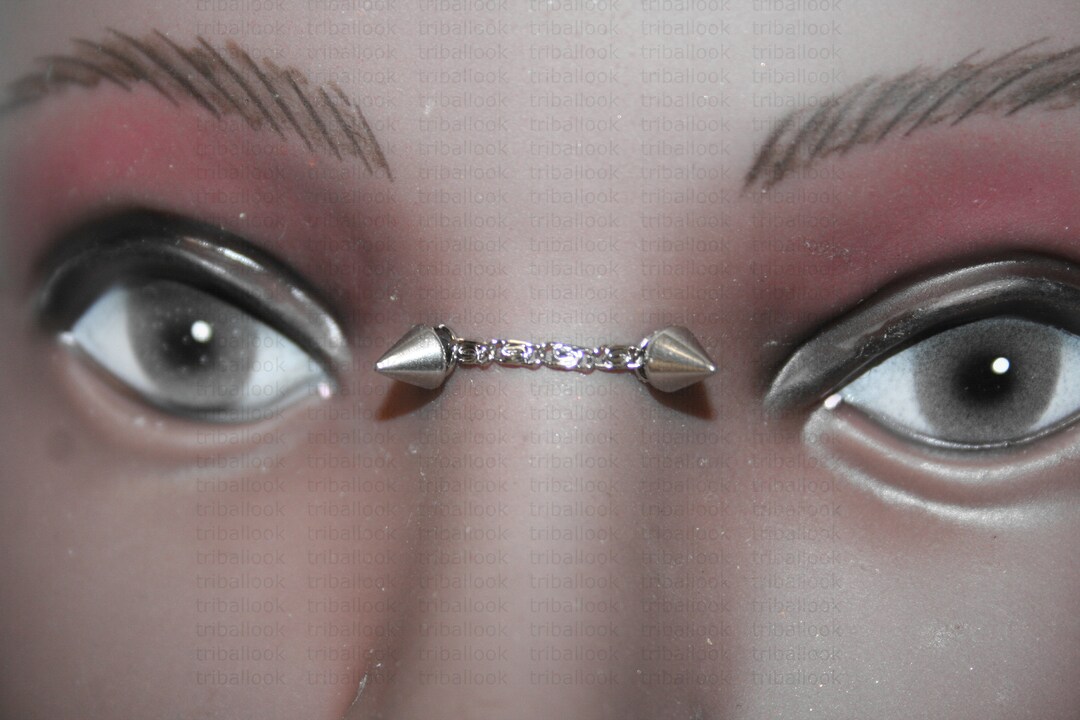 Spike Nasallang Barbell: High Nostril Bridge Piercing With Chain - Etsy