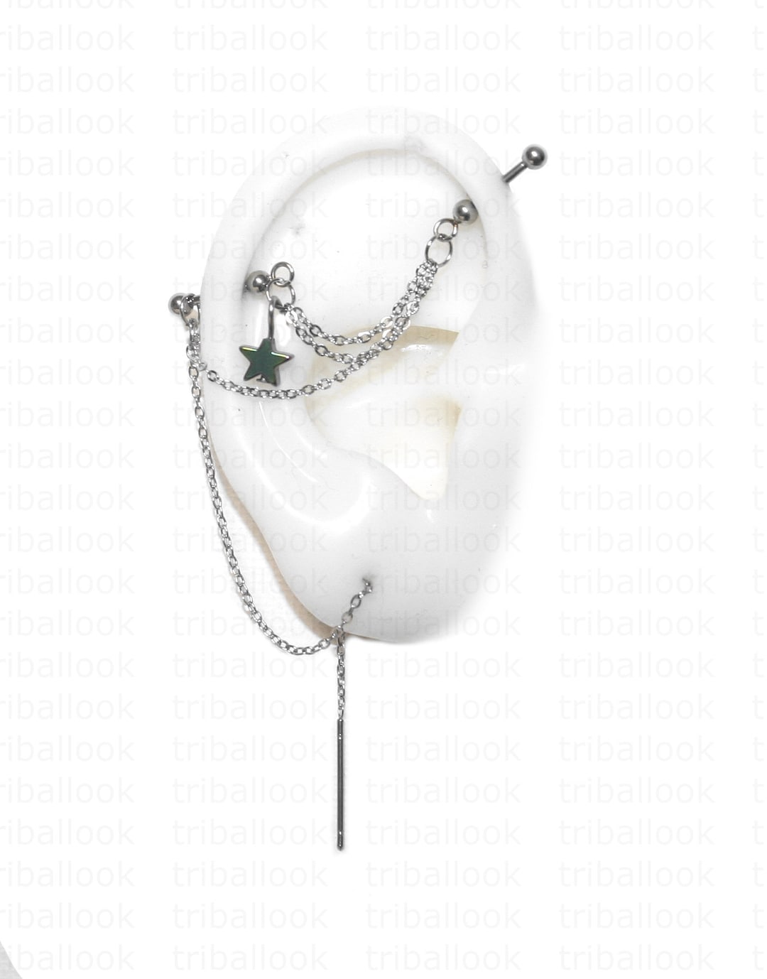 Industrial Piercing Ear O Lobe Chain Helix to Lobe Chain With - Etsy