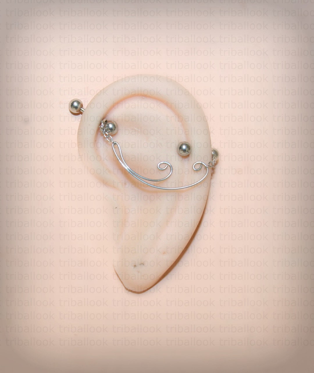 Stainless Steel Industrial Barbell Piercing With Wire Ornament - Etsy
