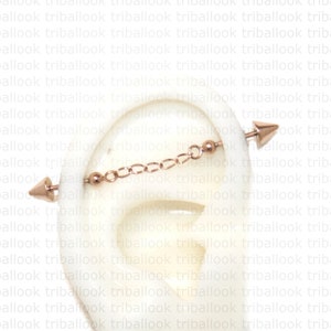 Industrial Piercing Bars With Gold, Rose Gold or Silver Chain ...
