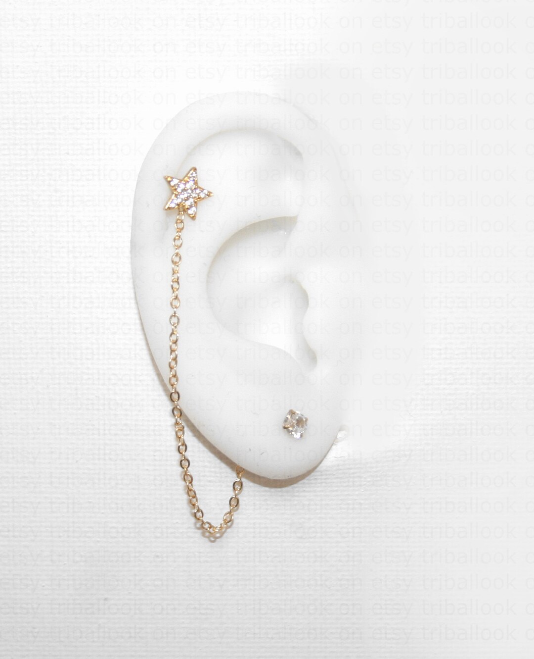 Helix Jewelry, Helix Stud, Helix to Lobe Chain Bar 6mm Long, 16 Gauge ...