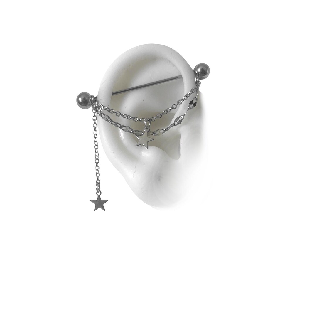 Industrial Piercing Jewelry With Chains and Stars, Chains Mix, (m97) - Etsy