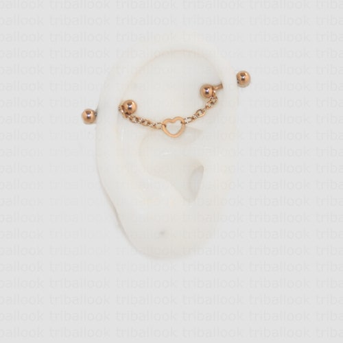 Industrial Barbell Industrial Bar Earring With Heart and - Etsy