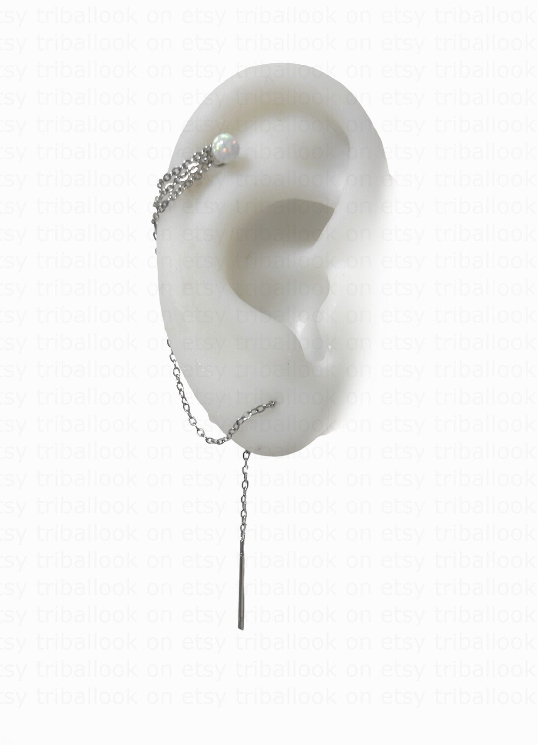 Helix to Lobe Chain Piercing Bar, Titanium Implant Grade , Internally ...