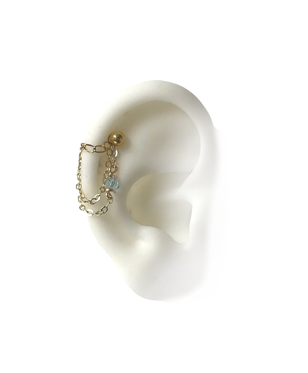 Helix Piercing Jewelry With Crystal Faceted Blue Bead and Chains - Etsy