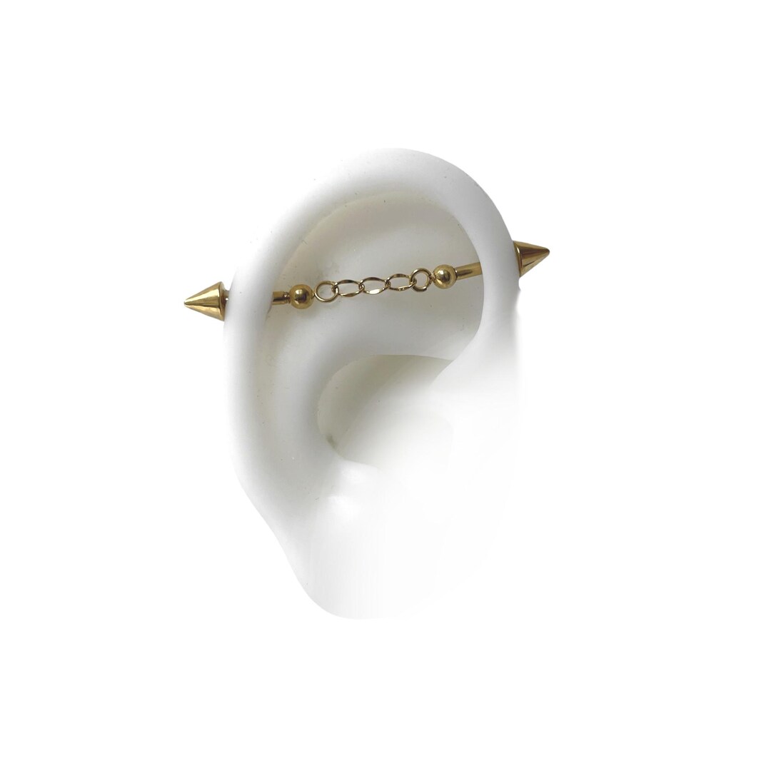 Industrial Piercing Bars With Gold, Rose Gold or Silver Chain ...