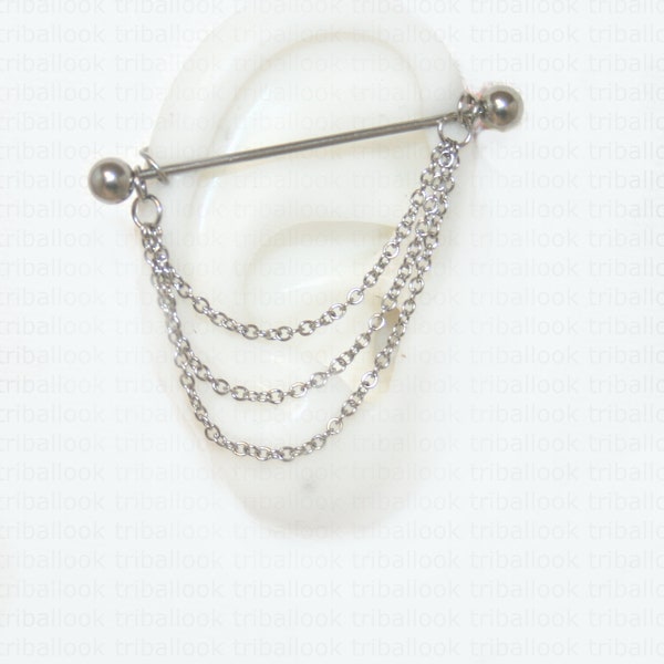 Fake Industrial Piercing With Chain - Etsy