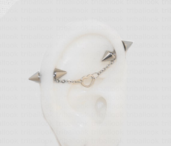 Industrial Barbell Industrial Bar Earring With Heart and | Etsy