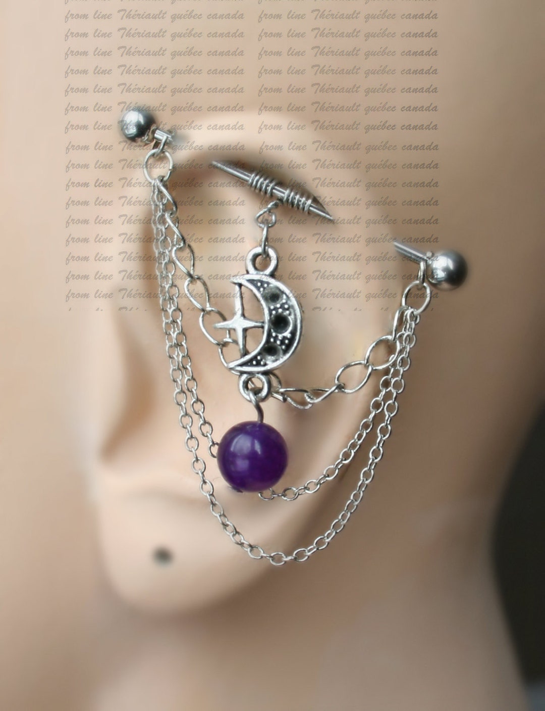 Industrial Barbell With Chains, Industrial Piercing, Jewelry ...