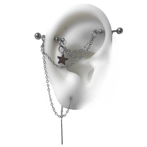 Industrial Piercing Ear O Lobe Chain Helix to Lobe Chain With - Etsy