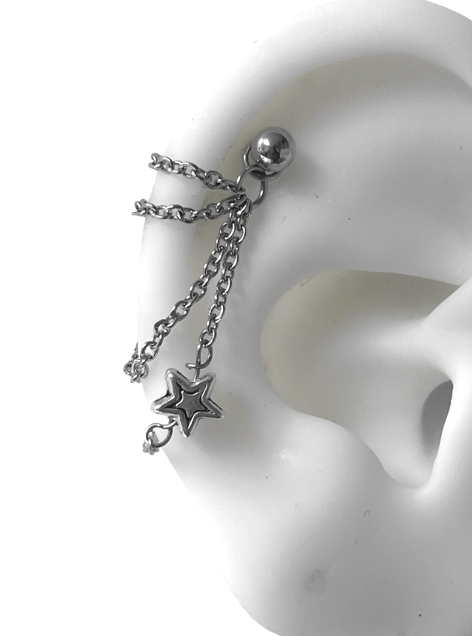 Helix Piercing Jewelry With Chains and Star (m74) - Etsy
