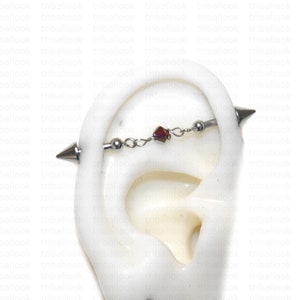 Industrial Piercing Jewelry Bars With Faceted Red Glass Cartilage Bars ...
