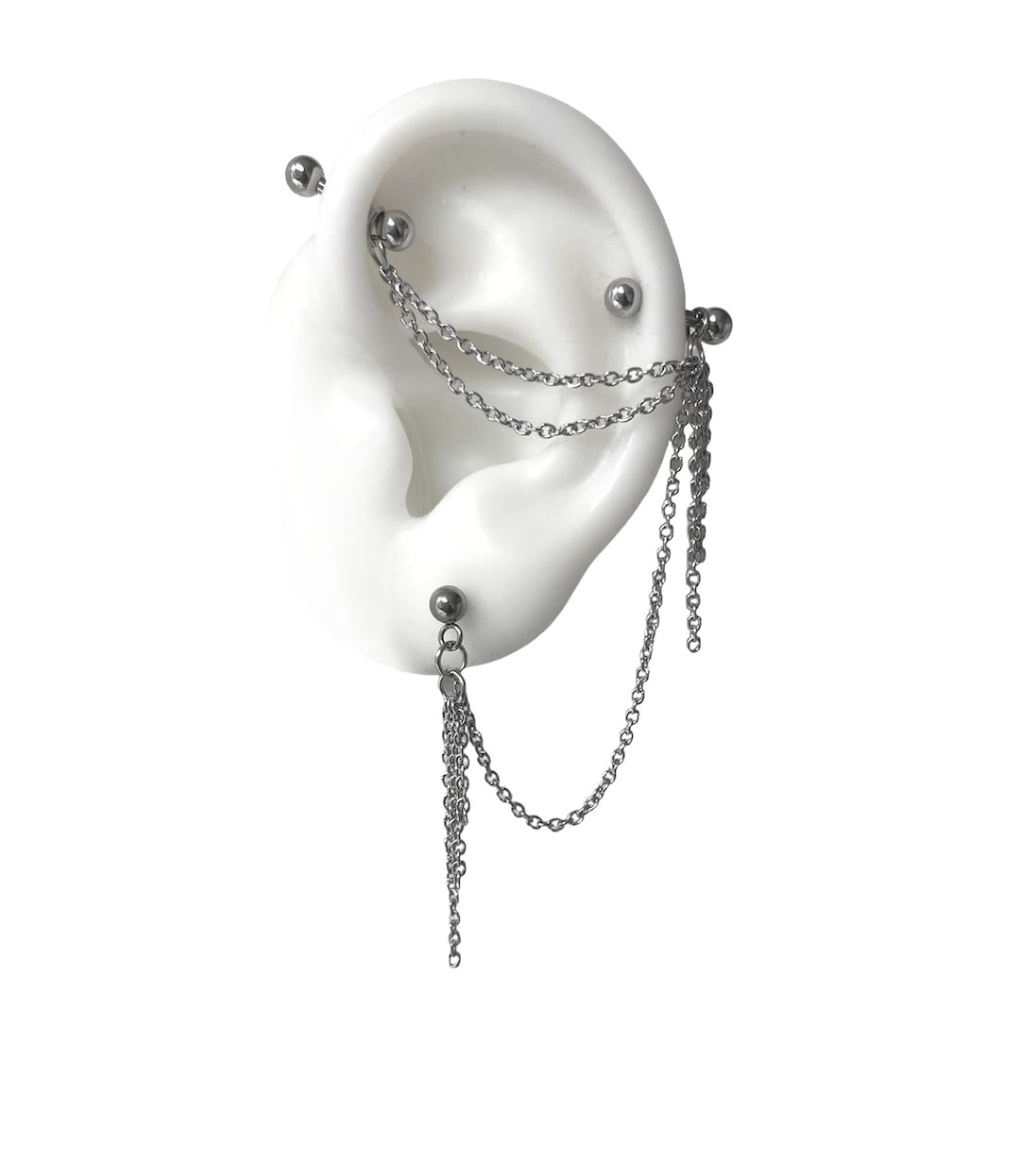 Industrial Piercing Jewelry With Chains , Cartilage to Lobe Chain (m83 ...