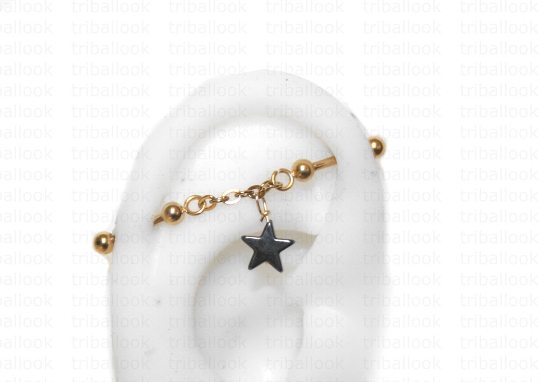 Industrial Barbell, Industrial Piercing, Jewelry, Dangle Chains With ...