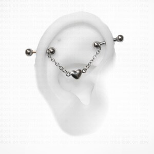 Industrial Piercing Bars With Chain and Heart - Etsy