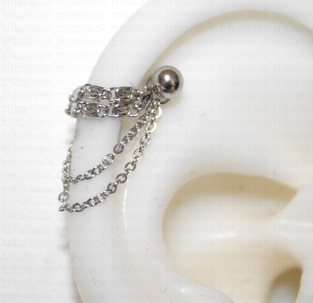 Helix Piercing Jewelry With Chains, Cartilage Piercing Jewelry, Helix ...