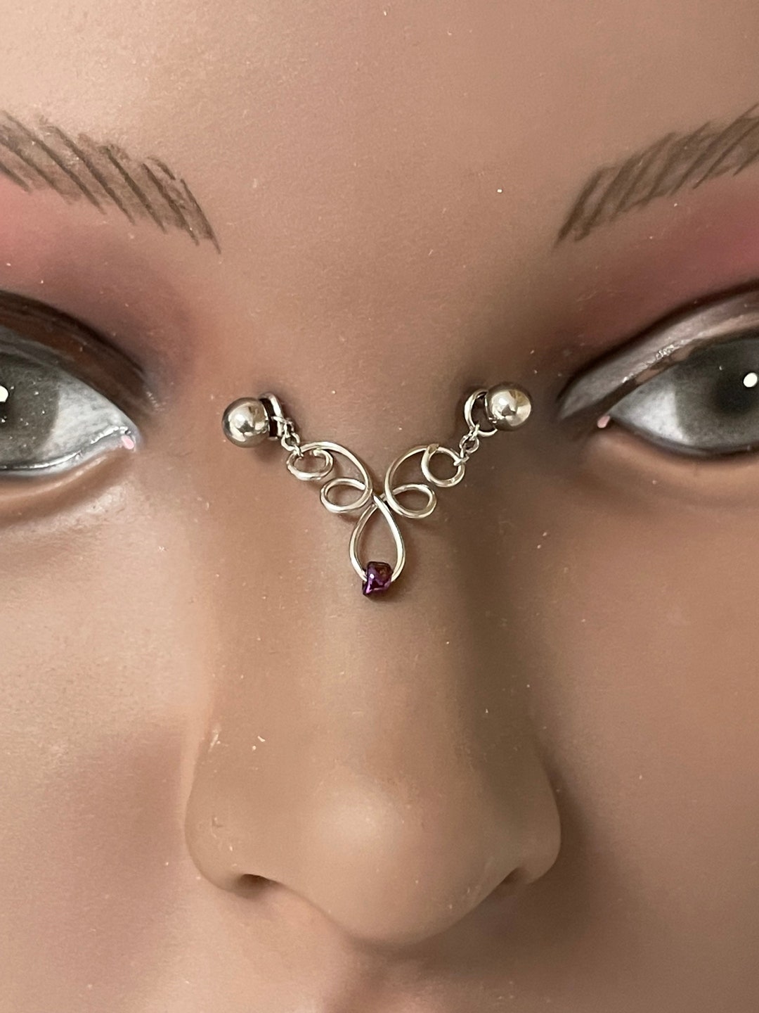 Bridge Piercing Jewelry With Purple Resin Bead - Etsy