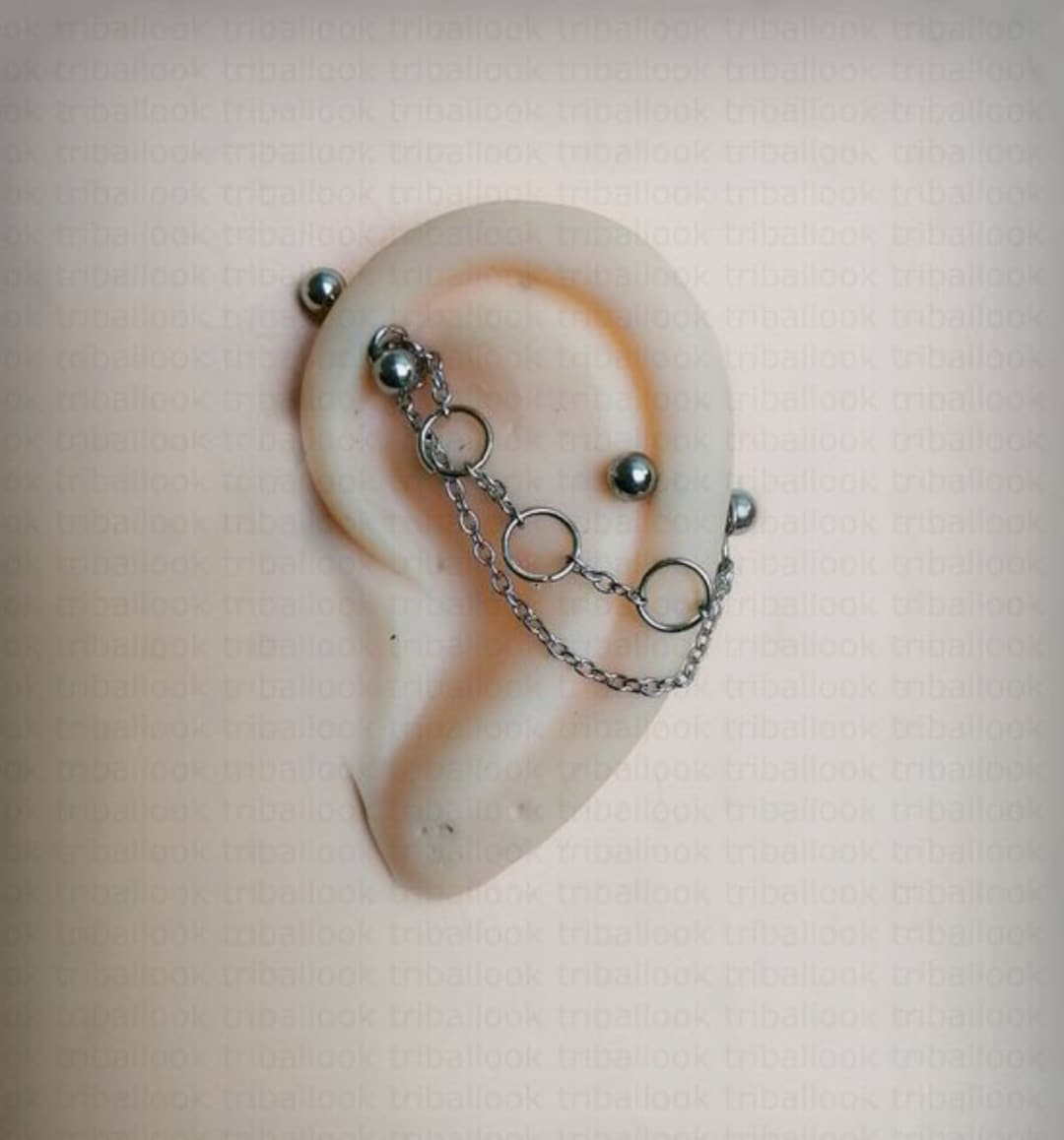 Industrial Piercing Jewelry With Double Chains (m34) - Etsy