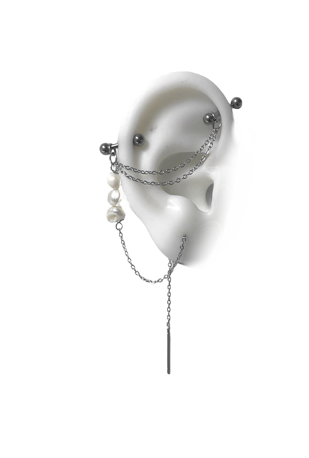 Industrial Barbell Lobe Cartilage Chain Industrial Piercing - Etsy