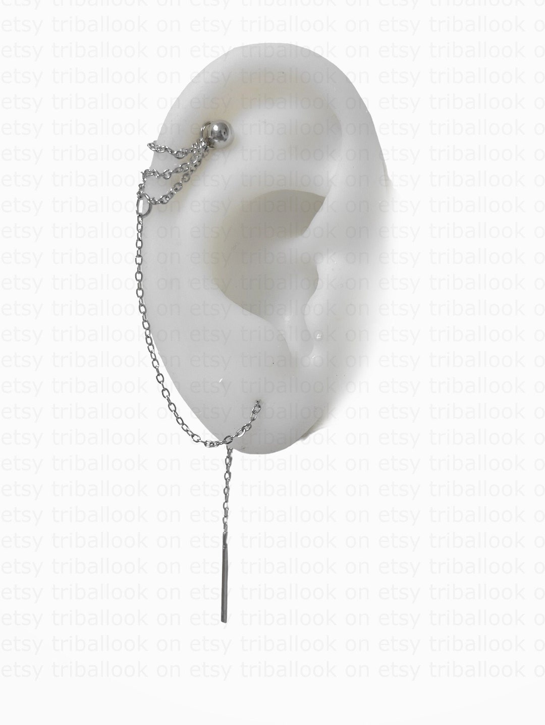 Helix Piercing Jewelry With Chains, Cartilage to Lobe Chains - Etsy