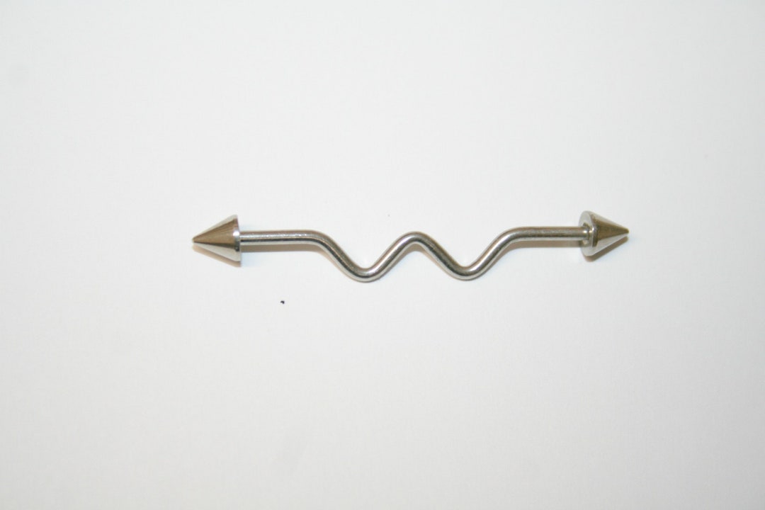Industrial Piercing Bar , Wavy Piercing Bar With Spike Ends - Etsy