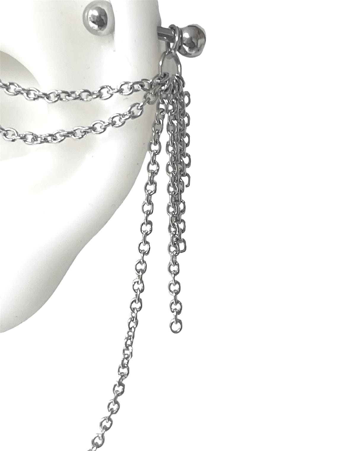Industrial Piercing Jewelry With Chains , Cartilage to Lobe Chain (m83 ...