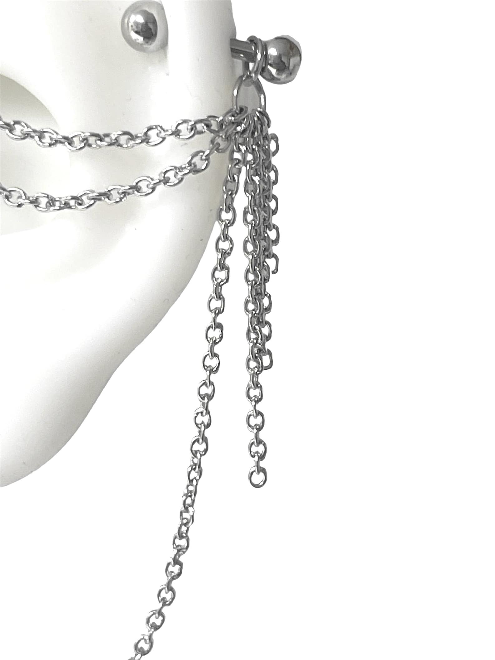 Industrial Piercing Jewelry With Chains , Cartilage to Lobe Chain (m83 ...