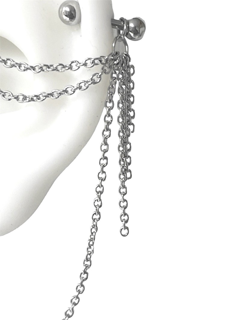 Industrial Piercing Jewelry With Chains , Cartilage to Lobe Chain (m83 ...