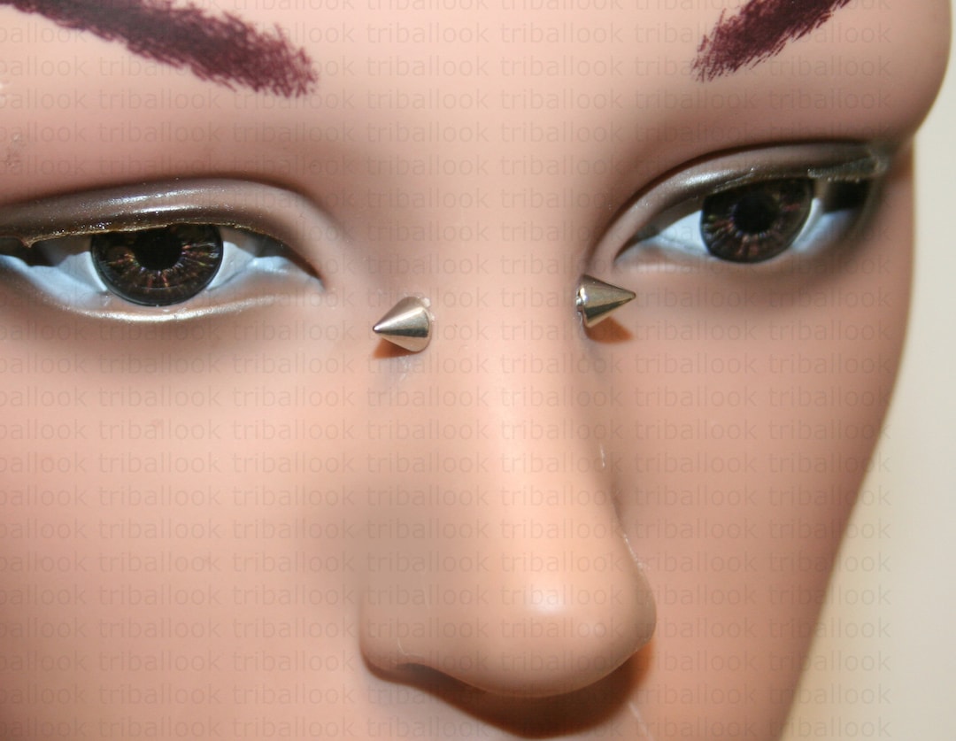 Nose Bridge Piercing Straight Piercing Bar With Spike Ends - Etsy