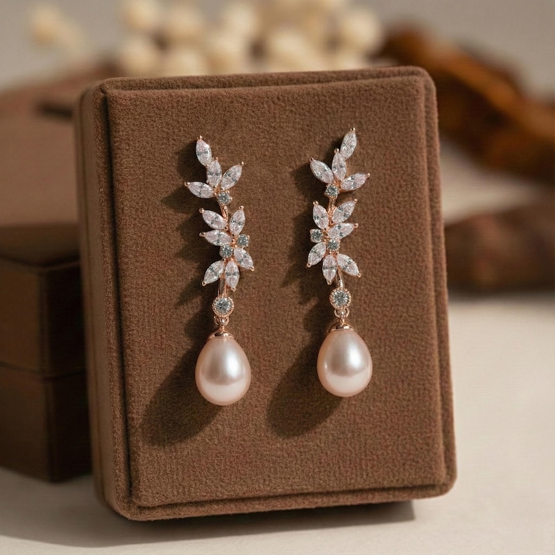 Pearl Silver Leaf Earring - Etsy