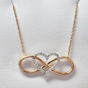 14k Solid Gold Diamond Infinity Heart Pendant: Moissanite Accent - Etsy