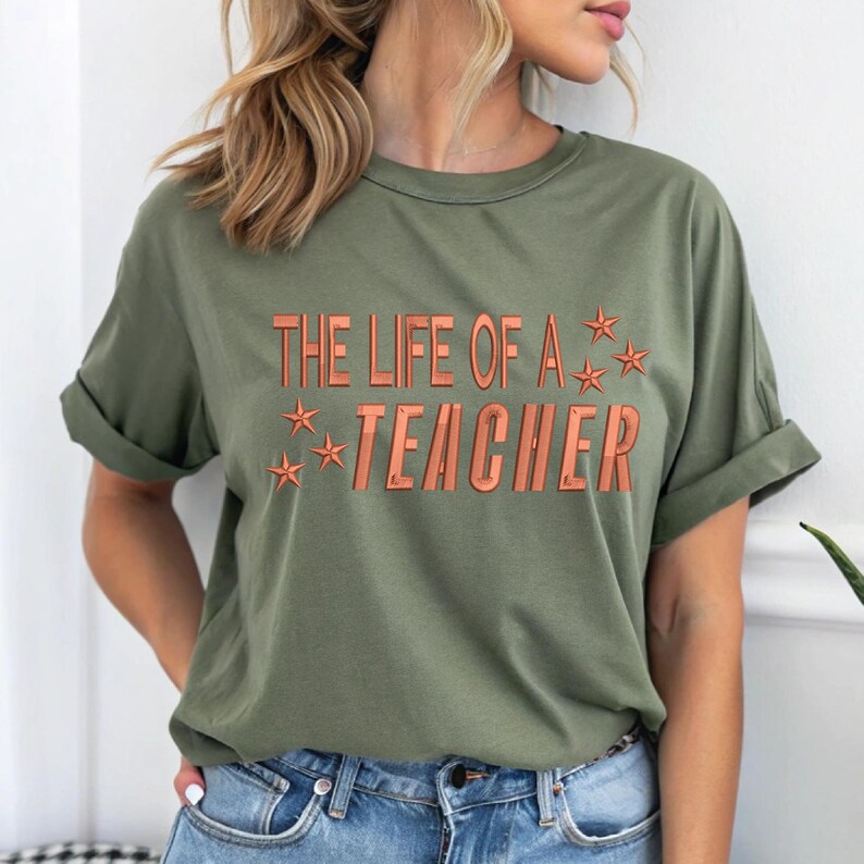 Teacher Showgirl Era Embroidery Design, School Bag Stars Pattern ...