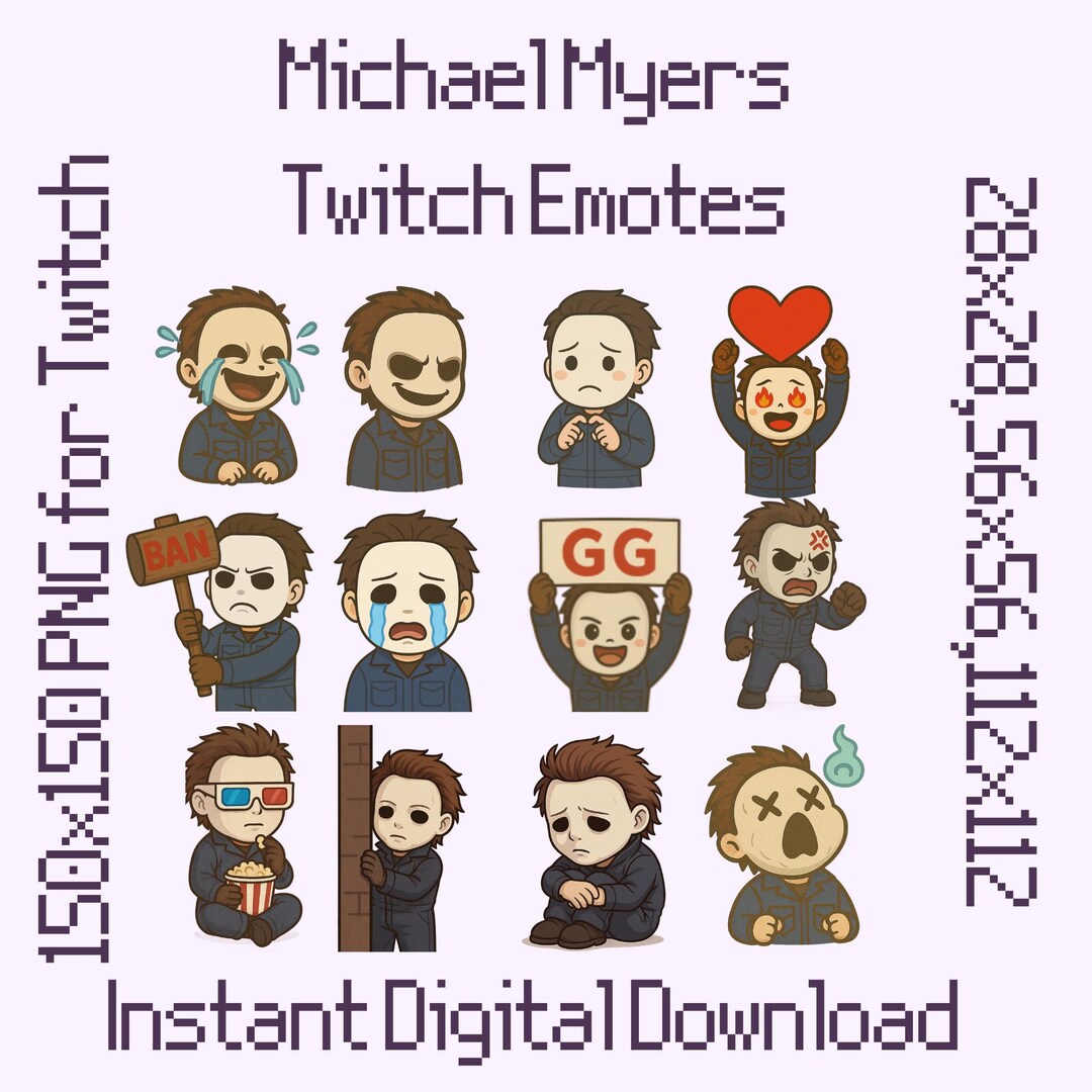 12 Emotes for Twitch – Horror Streamer PNG Emote Pack – Halloween ...