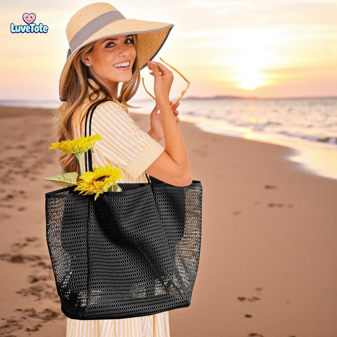 Mesh Tote Bag | Large Mesh Beach Tote | Lightweight Summer Market Bag ...